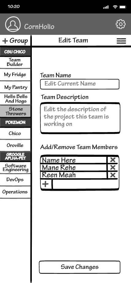 Team Builder Wireframes | team-builder
